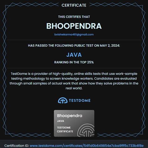 Bhoopendra On Linkedin Javacertification Testdomecertified