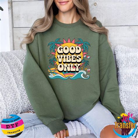 Good Vibes Only Dtf Transfer Retro Hippie Heat Transfer Etsy