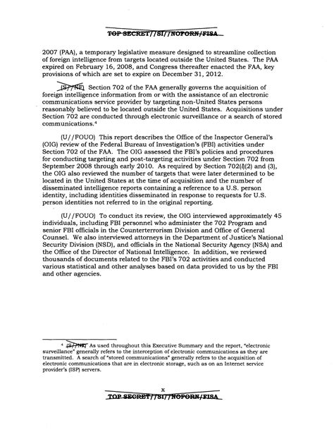 Doj Inspector General Report On Fbi Surveillance Under Fisa Section 702