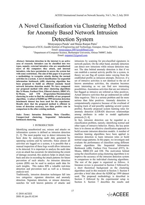 a novel classification via clustering method for anomaly based network