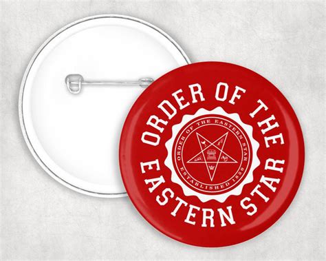 Order Of Eastern Star Seal Crest Pin Buttons Greek Gear