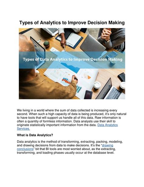 PPT Types Of Analytics To Improve Decision Making PowerPoint Presentation ID