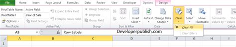selecting moving and clearing pivot table data in excel