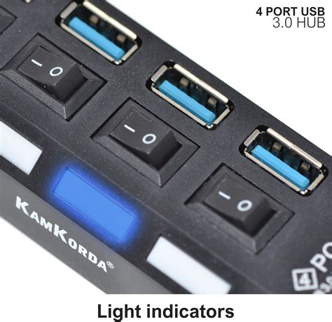 Kamkorda 4 Port Usb Hub Usb Hub For Laptop Portable Usb 3 0 Hub With Led Indicator High Speed