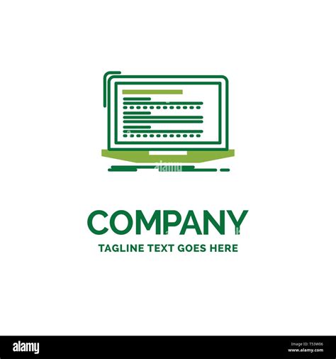 Code Coding Computer Monoblock Laptop Flat Business Logo Template Creative Green Brand Name