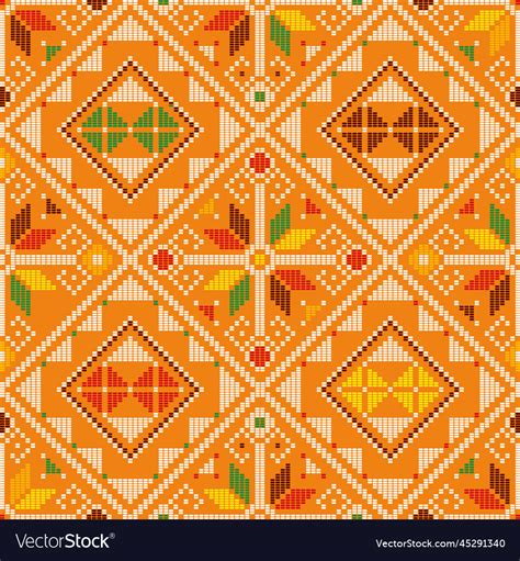 Filipino Traditional Embroidery Inspired Sea Vector Image