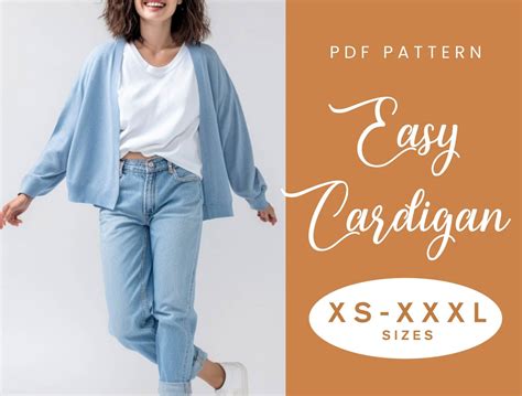 Easy Cardigan Sewing Pattern Xs Xxxl Pdf Instant Download Womens
