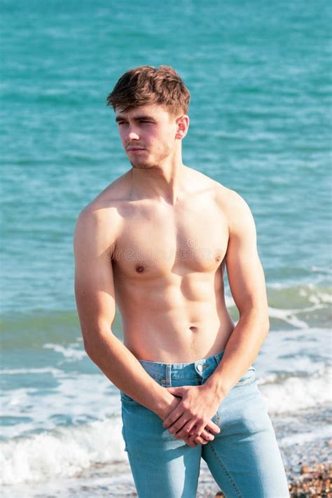 Shirtless On A Beach Stock Image Image Of Muscles Young 157643881