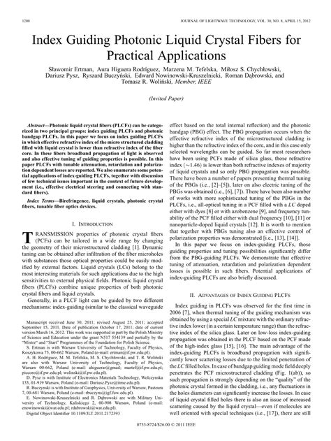 Pdf Index Guiding Photonic Liquid Crystal Fibers For Practical Applications