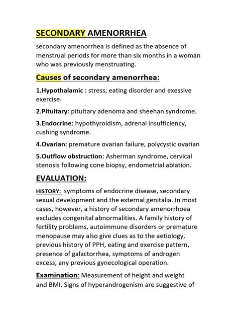 5 Secondary Amenorrhea Pdf Polycystic Ovary Syndrome Human Reproduction