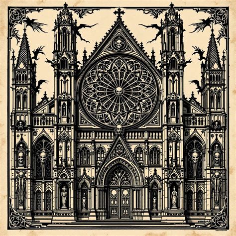 Free Gothic Cathedral Darkness Photo Gothic Cathedral Woodcut