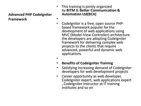 Advanced Php Code Igniter Framework Ppt