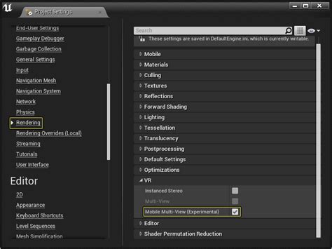 vr performance features unreal engine documentation