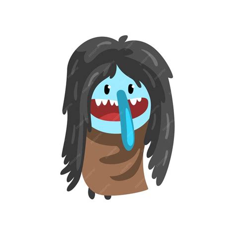 Premium Vector Cute Cartoon Hairy Monster Character With Funny Face