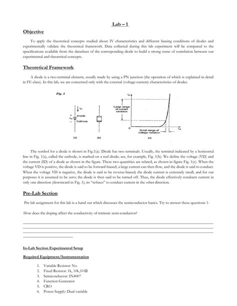 Diode Iv Characteristics Lab Manual