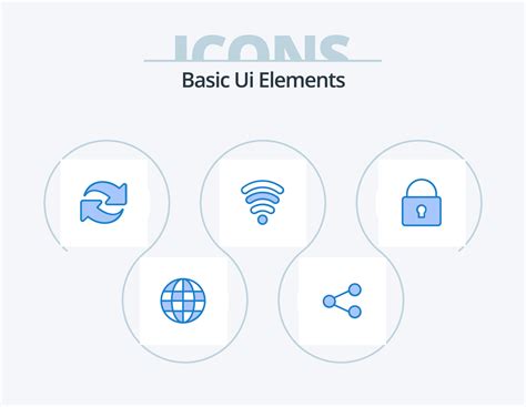 Basic Ui Elements Blue Icon Pack Icon Design Locked Lock Refresh Signal Wifi