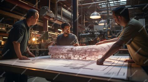 Premium Ai Image A Team Of Engineers Reviewing A Structural Blueprint