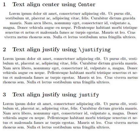 Text Alignment Left Right Center And Justify In Latex Latexdoc