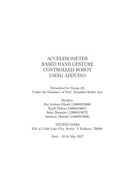 Accelerometer Based Hand Gesture Controlled Robot Using Arduino Pdf