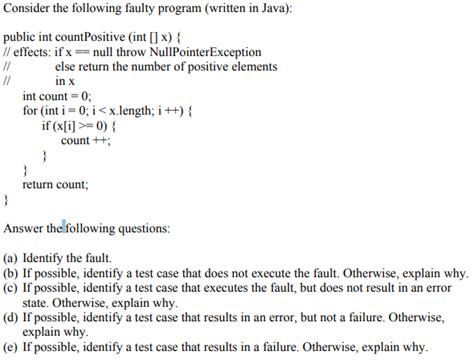 solved consider the following faulty program written in