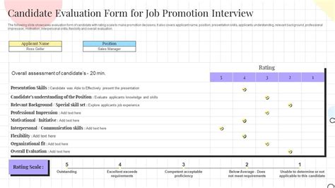 Candidate Evaluation Form For Job Promotion Interview Presentation Graphics Presentation