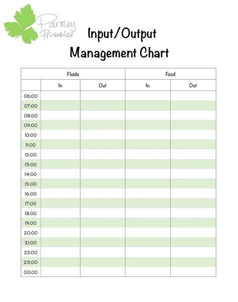 Fluid And Food Inputoutput Chart Etsy