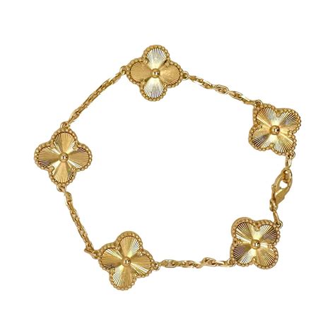 Van Cleef And Arpels Vintage Alhambra Guilloche 18k Yellow Gold
