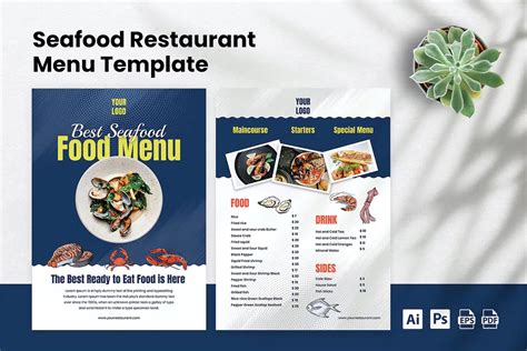 طرح منوی رستوران غذای دریایی 🔥کد فایل 112055