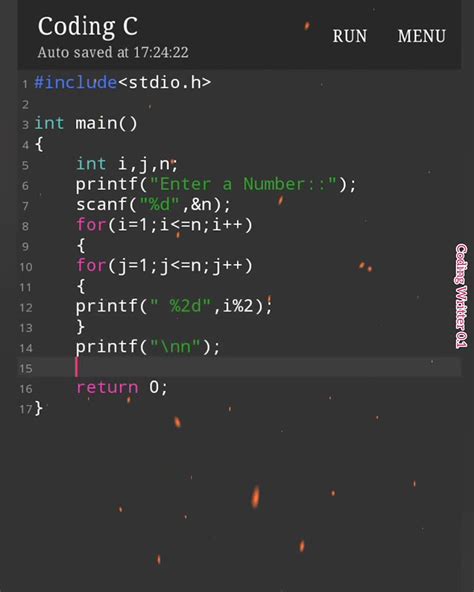 Best Pattern Tutorial Video Ll Coding Writter 01 Ll C Programming Ll