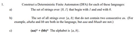 Solved Construct A Deterministic Finite Automaton Dfa For