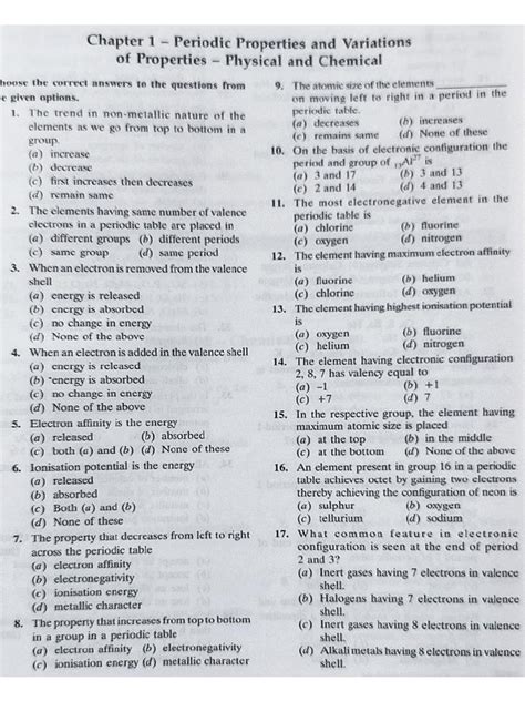 Icse X Chemistry Mcq Pdf