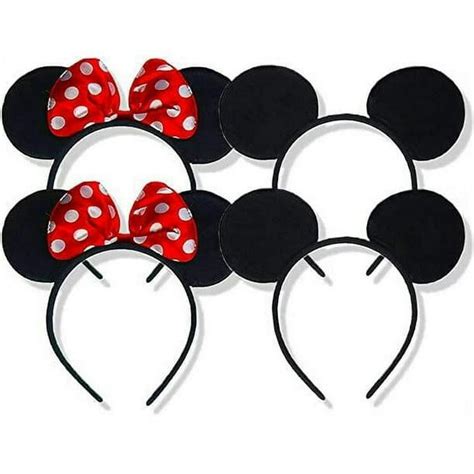 Conjunto De 4 Orejas De Mickey Mouse Diadema Minnie Mouse Orejas
