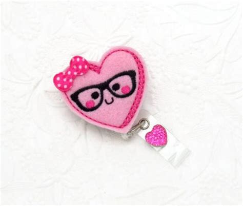 Nerd Heart Badge Reel Cute Badge Reel Fun Id Clips Designer Badge Reels Badge Reel Ts