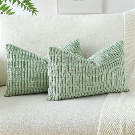 Jotom Lot De 2 Housses De Coussins En Velours Côtelé Décoratif Canapé Taie Doreiller Doux