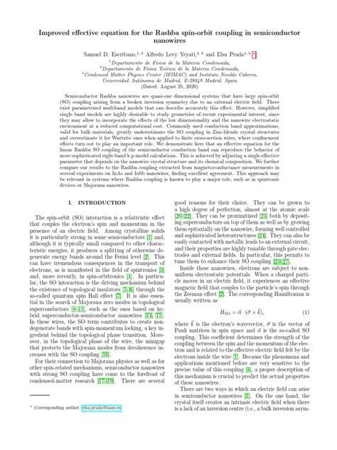 Rashba Spin Orbit Coupling In Semiconductor Nanowires Pdf