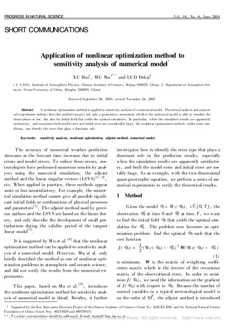 pdf application of nonlinear optimization method to sensitivity