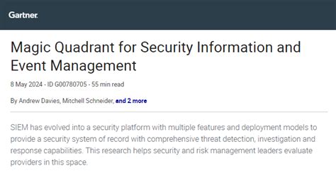 2024 Gartner® Magic Quadrant™ For Siem Wisdominterface