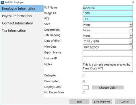 Hiding Deactivated Employees Time Clock MTS