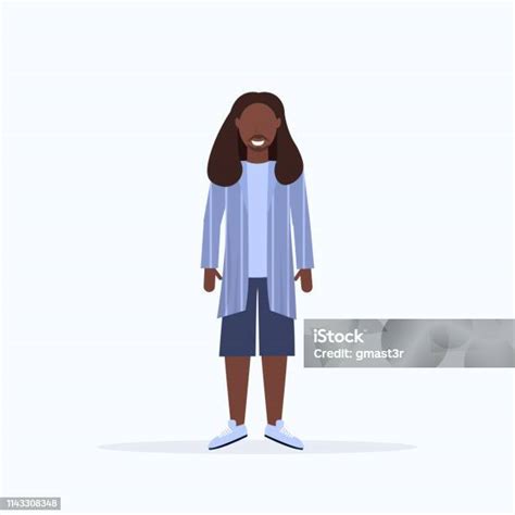 행복 한 캐주얼 남자 서 자세 웃 고 아프리카계 미국인 남자 입고 유행 옷 남성 만화 캐릭터 전체 길이 플랫 흰색 배경 개념에 대한 스톡 벡터 아트 및 기타 이미지 Istock