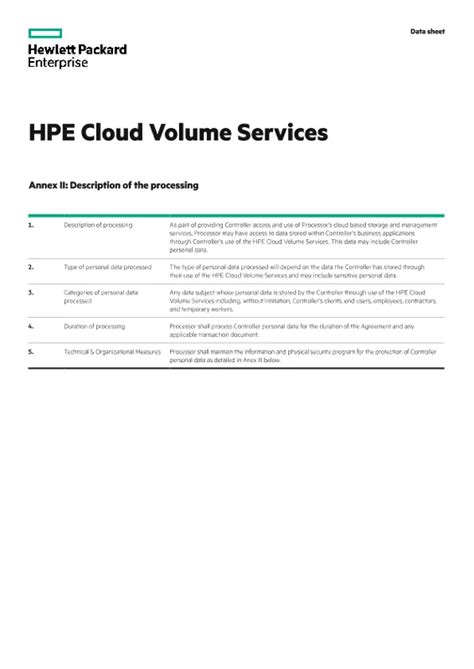 Hpe Cloud Volumes Services Annex Ii And Iii