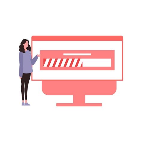 Premium Vector The Girl Is Updating The Computer System