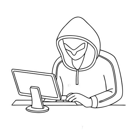 Premium Vector Single Line Drawing Of A Computer Hacker Stereotype In A Line Art Vector