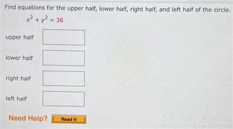 Solved Find Equations For The Upper Half Lower Half Right