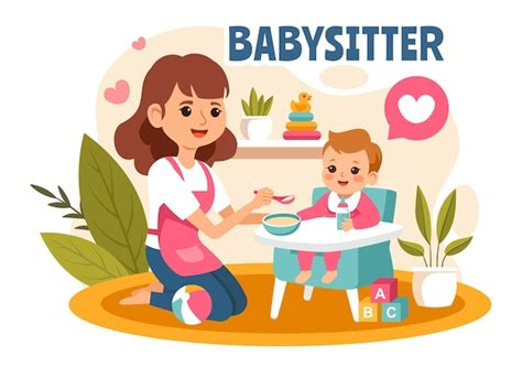 Servicios De Niñera O Niñera Ilustración Vectorial Para Cuidar A Los