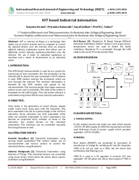 Pdf Iot Based Industrial Automation