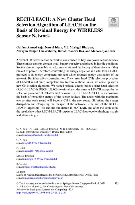 pdf rech leach a new cluster head selection algorithm of leach on