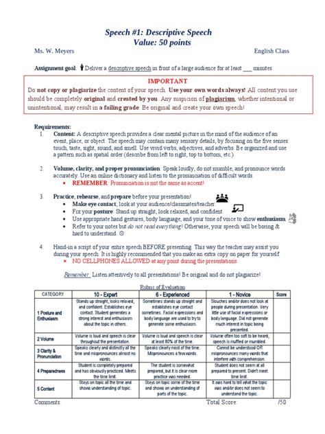 Speech 1 Descriptive Speech Pdf Body Language Speech