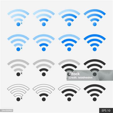 평면 디자인으로 설정된 Wifi 신호 아이콘 또는 무선 네트워크 신호 기호 0명에 대한 스톡 벡터 아트 및 기타 이미지 0명