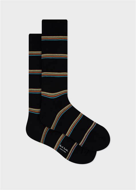 Mens Black Block Signature Stripe Socks