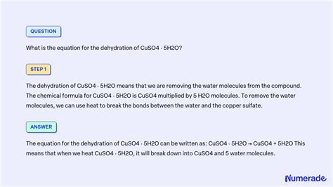 Solved What Is The Equation For The Dehydration Of Cuso4 · 5h2o